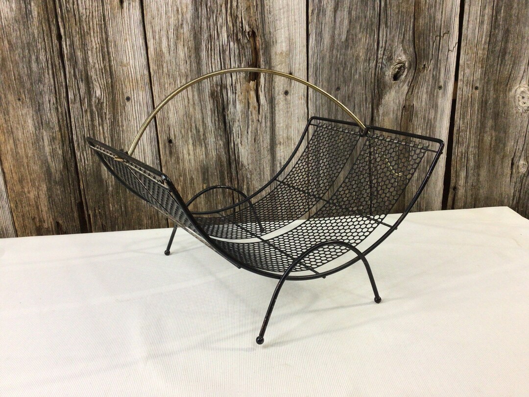 Retro Curved Metal Mesh Magazine Rack - Etsy