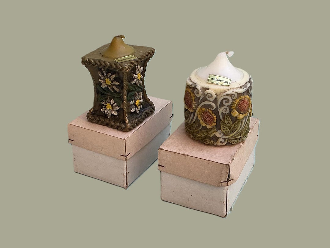 2 Vintage Johann Gunter German Floral Candles - Etsy