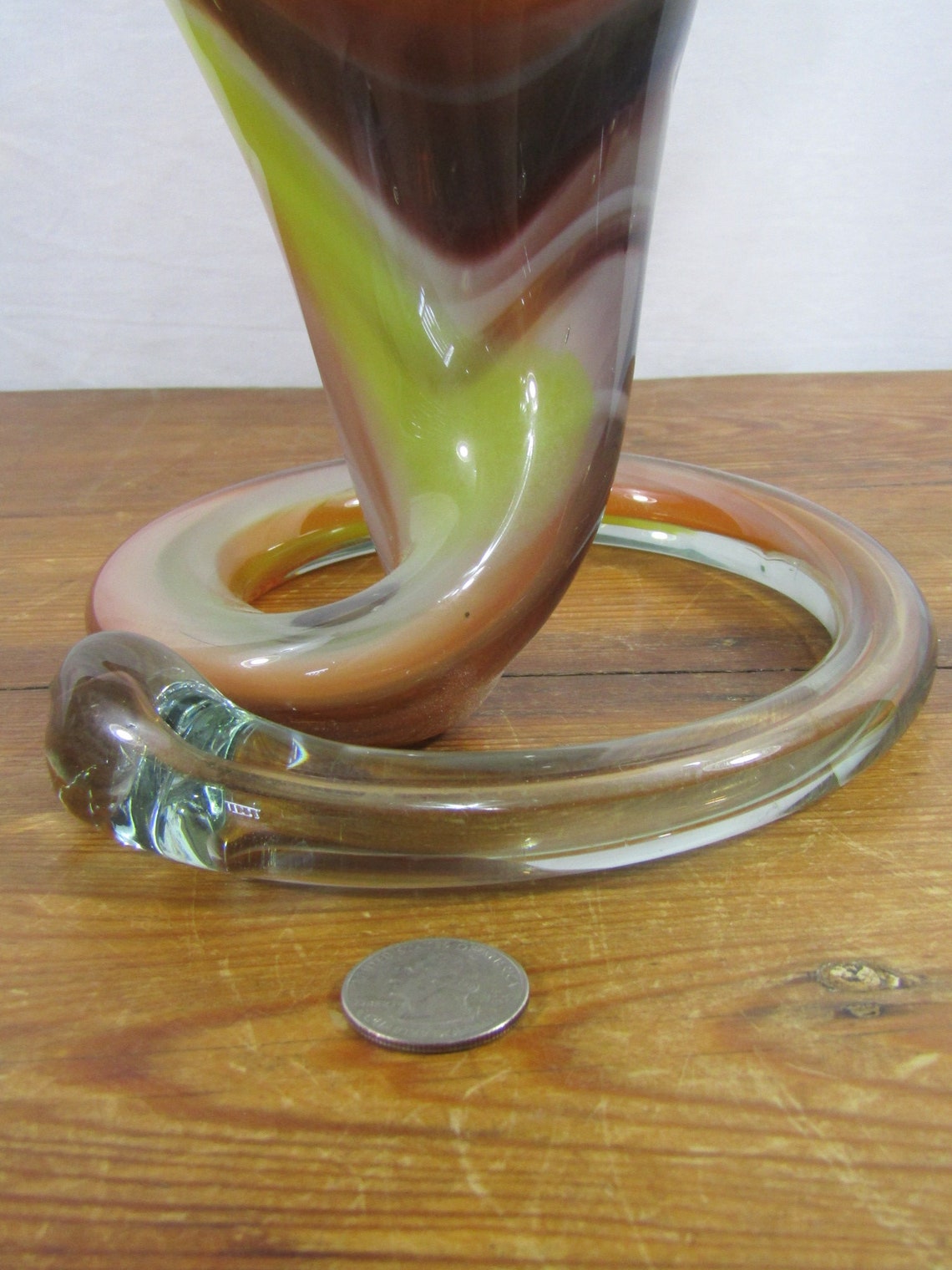 Large Mid Century Glass Cornucopia Vase - Etsy