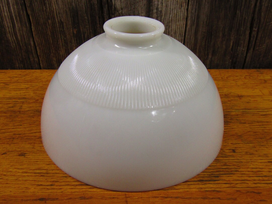 Vintage Milk Glass Shade With Ribbed Top - Etsy