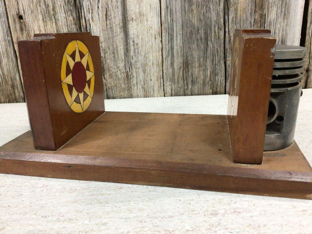 Vintage Book Rack With Engine Pistons and Star Carving - Etsy
