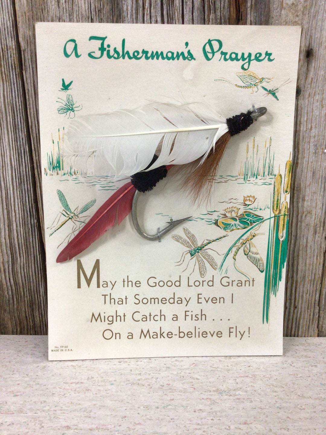 Retro Fisherman's Prayer With Large Fly Lure - Etsy