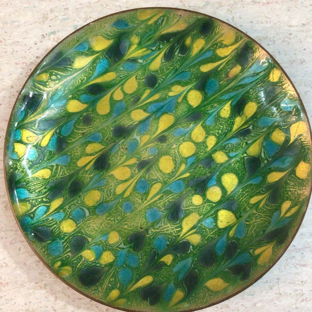 Mid Century Enamel on Copper 6 Inch Plate - Etsy