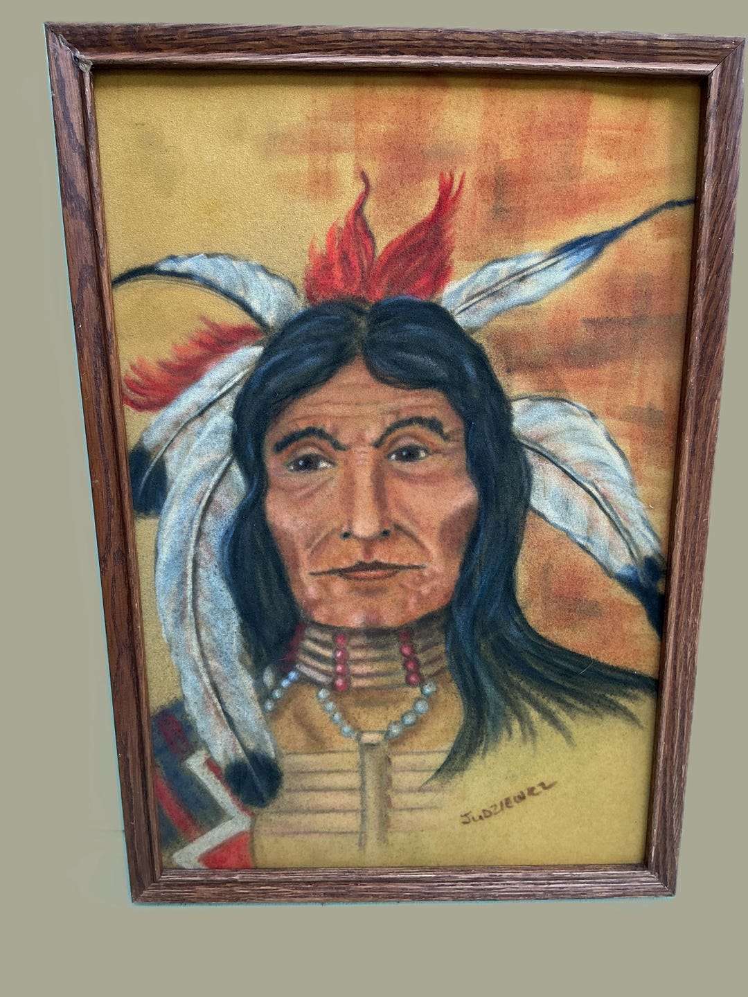 Original Painting on Felt Paper Native American Man - Etsy