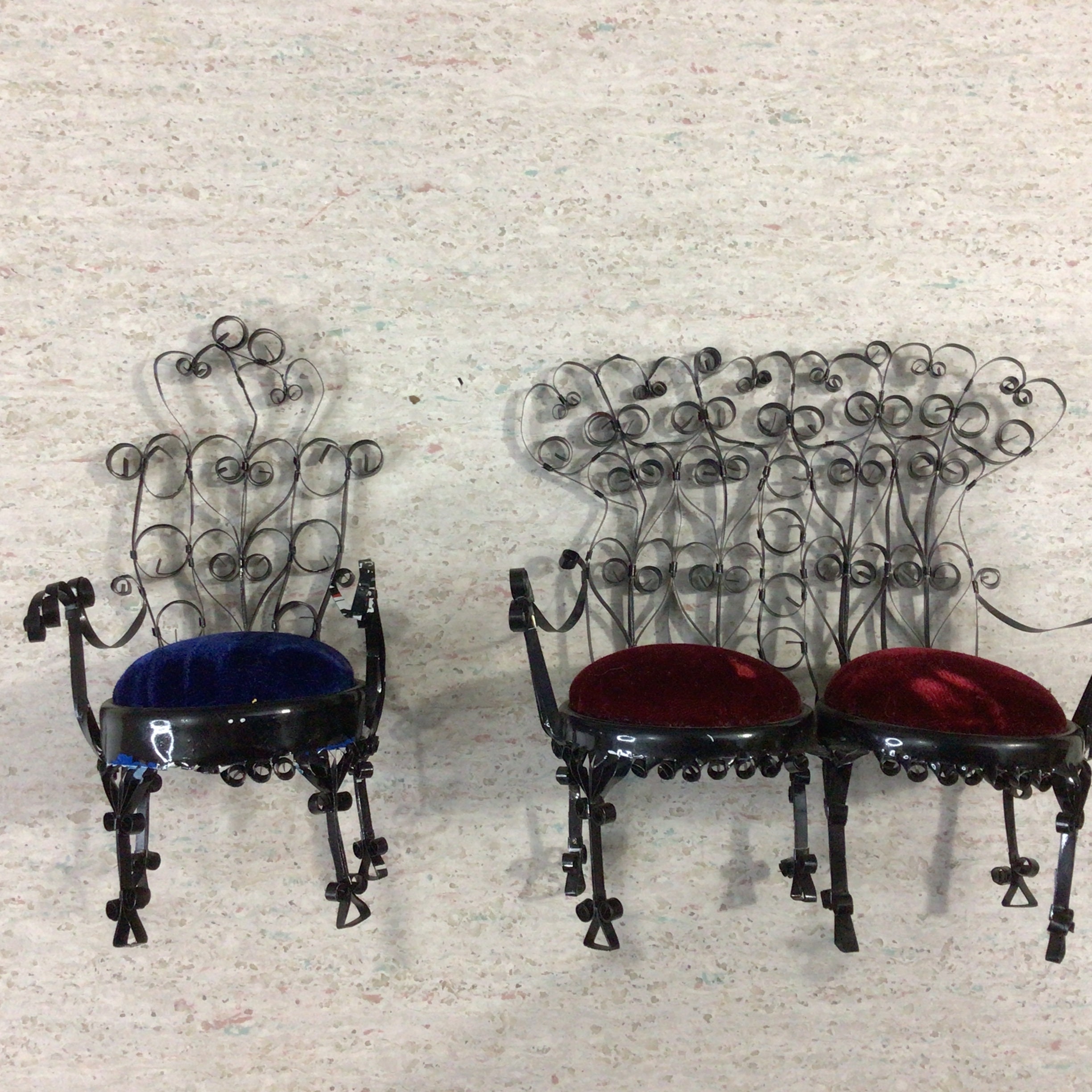 Two Pieces Quilled Tin Pin Cushion Chair and Love Seat - Etsy