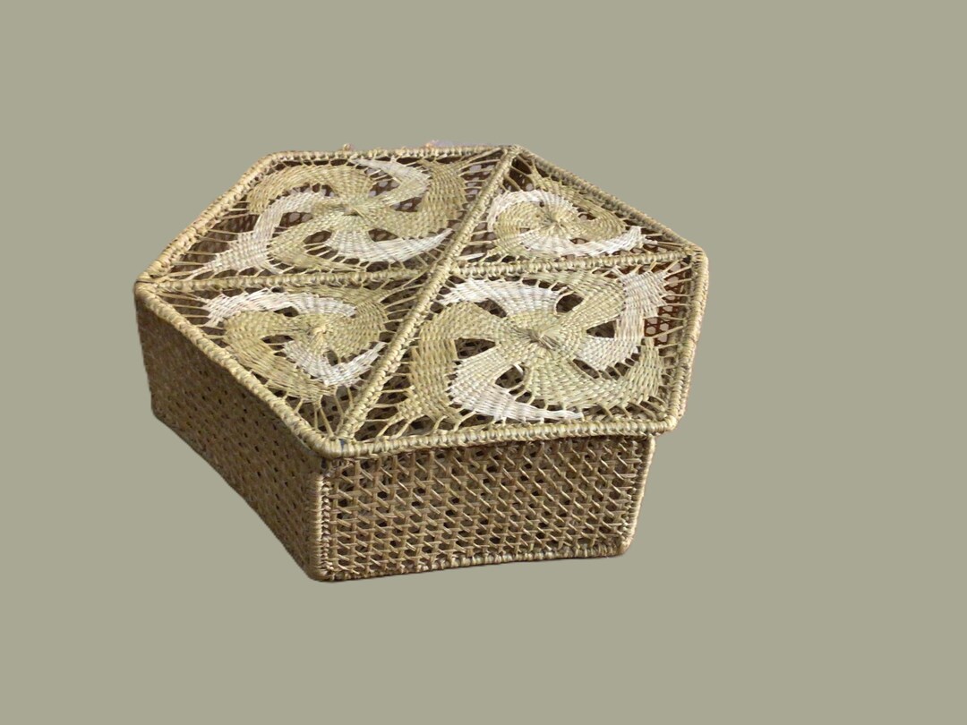 Vintage Italian Woven Raffia Box - Etsy