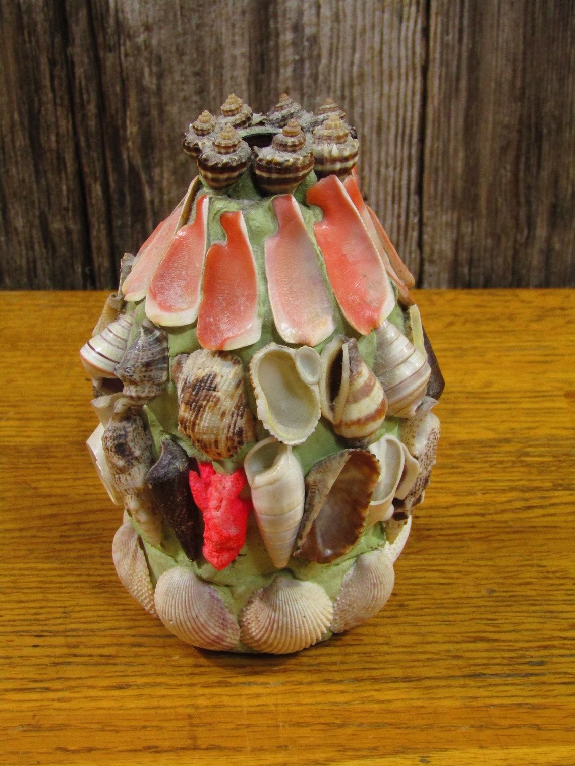 2 pieces of seashell art VASE and BOX | Etsy