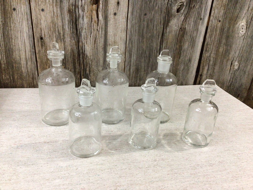 6 Vintage Pyrex Lab Bottles With Glass Stoppers - Etsy