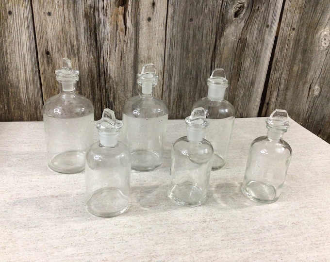 6 Vintage Pyrex Lab Bottles With Glass Stoppers - Etsy