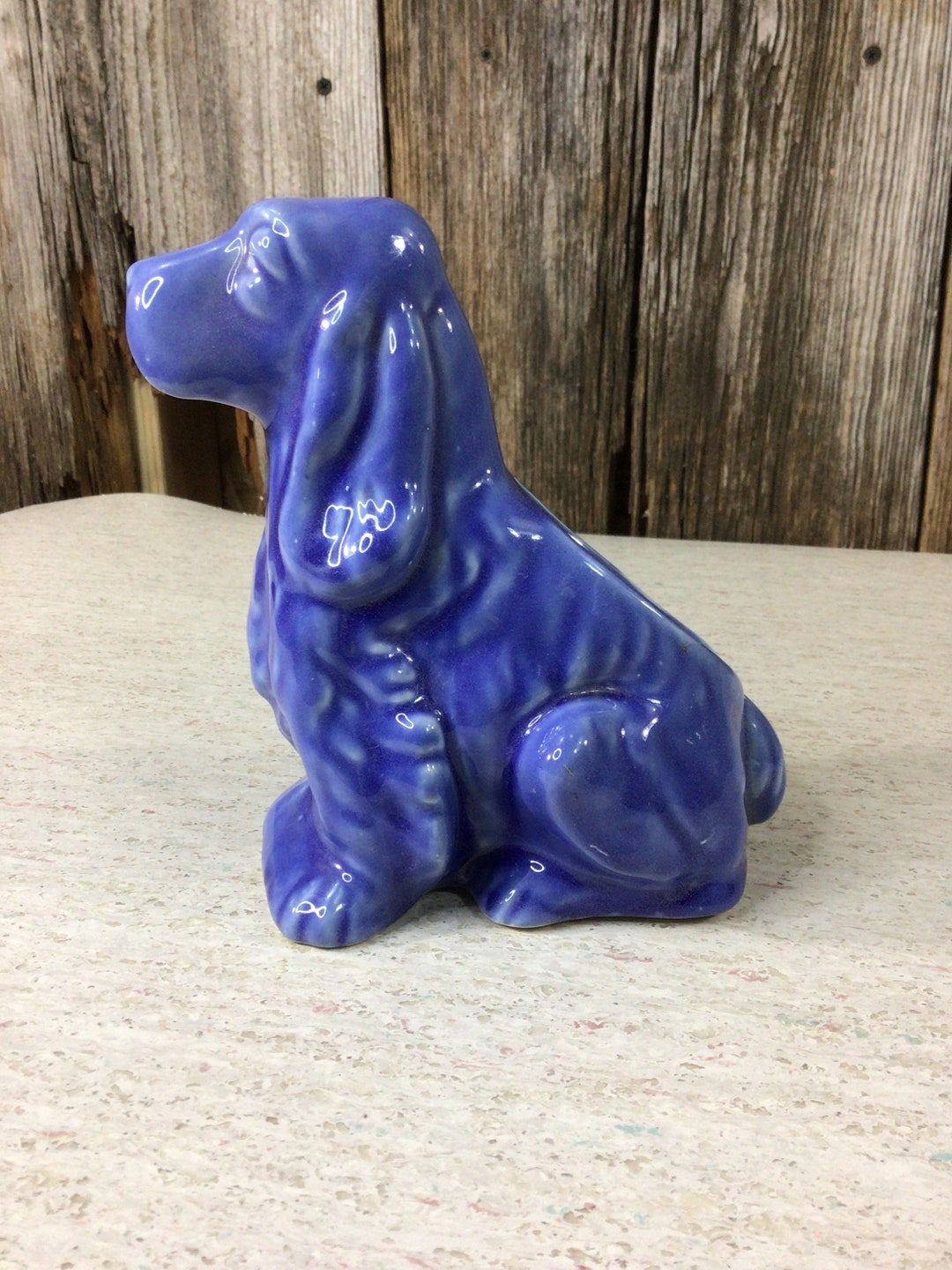 Vintage Blue Sitting Dog Ceramic Planter - Etsy
