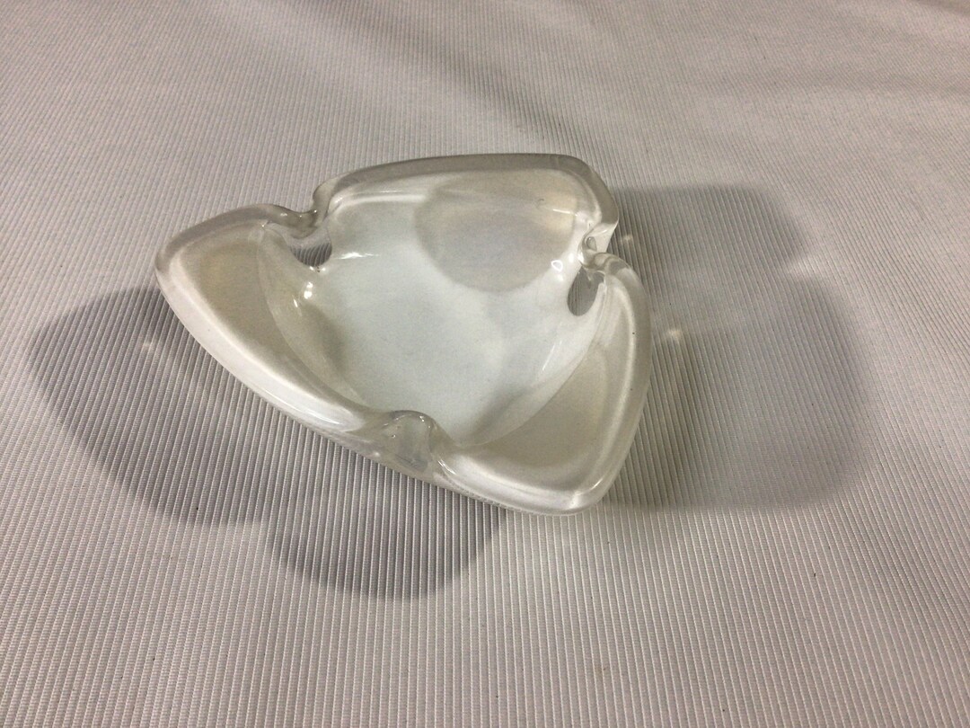 Cool Retro Triangular White Glass Ashtray - Etsy