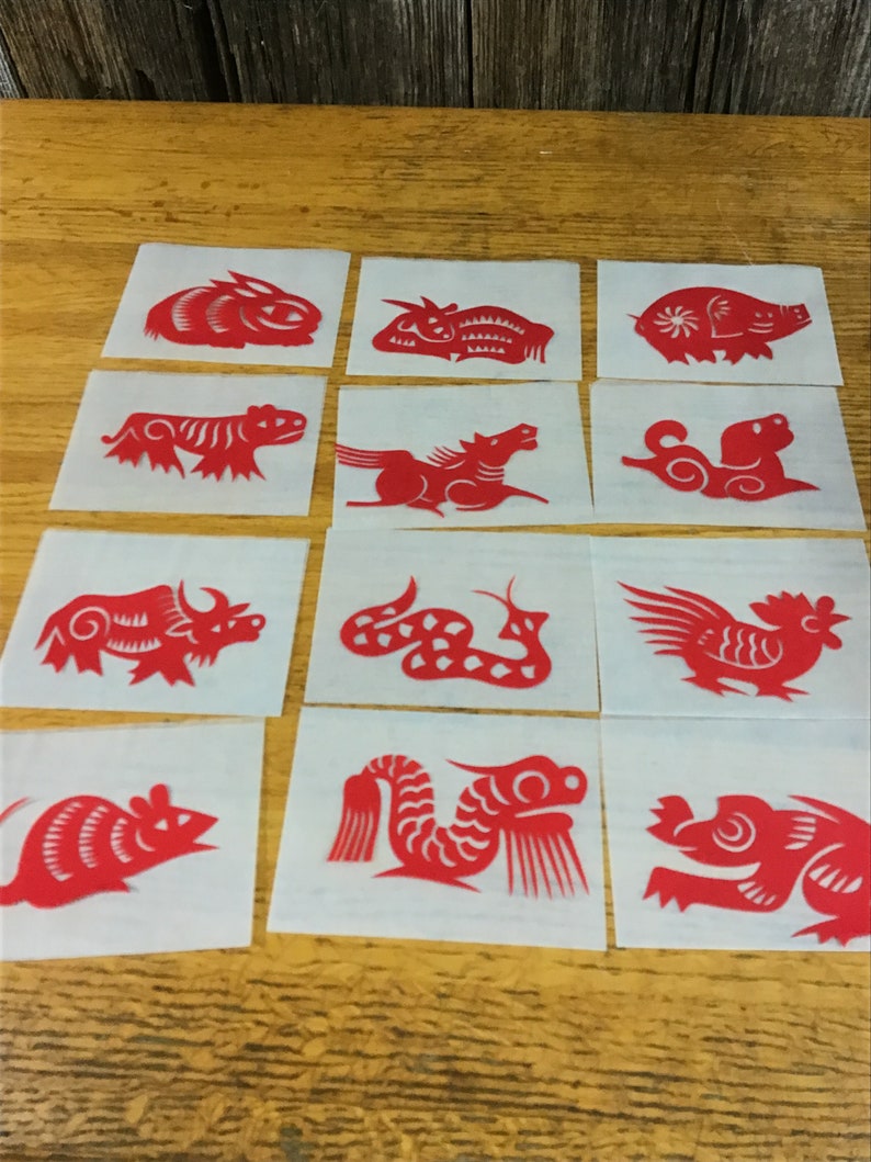 Vintage Set of 12 Chinese Zodiac Paper Cutouts - Etsy