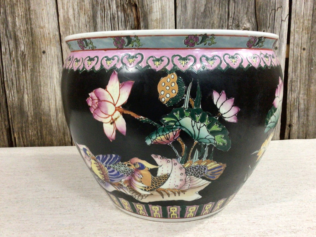 Large Vintage Ceramic Chinese Fish Bowl - Etsy