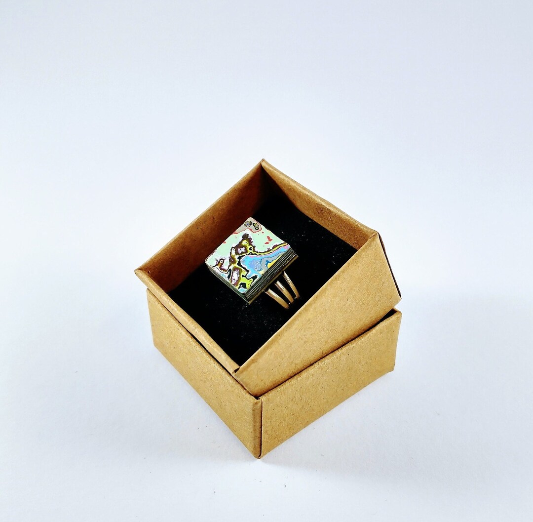 GRAFFITI RING STREET Art Ring Fordite Ring Square Icon - Etsy