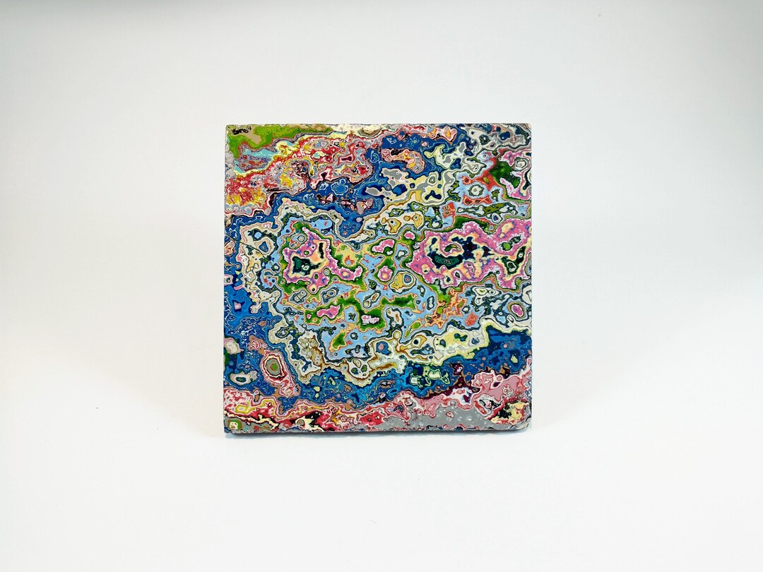 Sanded Graffite (graffiti Fordite) Slab 41gr 7,5 X 7,5 X 0,5 Cm Solid ...