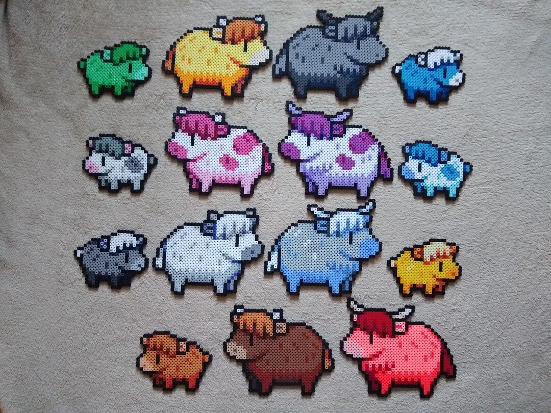 Cows // Fields of Mistria // Perler Bead Art - Etsy