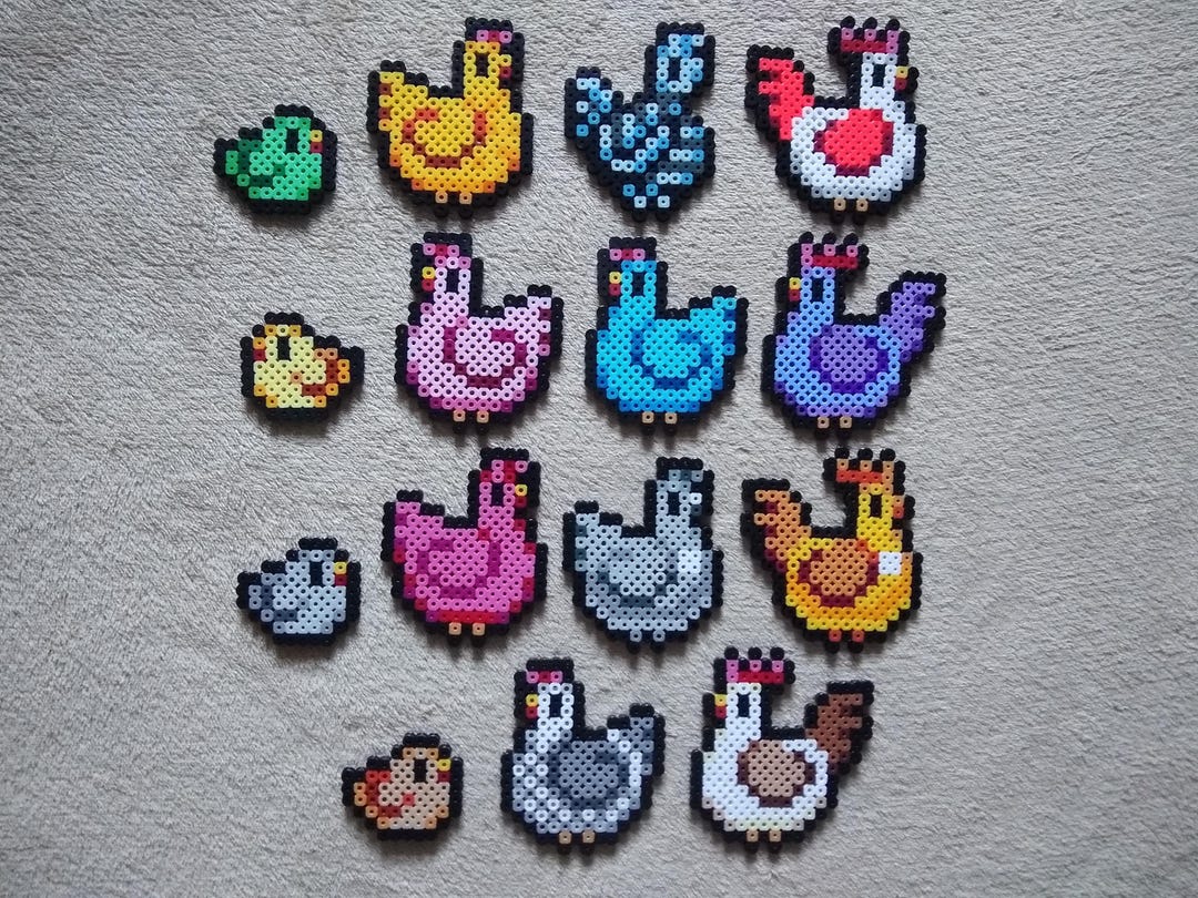 Chickens // Fields of Mistria // Perler Bead Art - Etsy