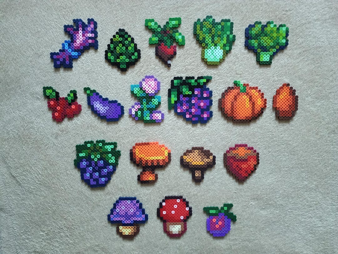 Stardew Valley: Fall Crops and Forage | Perler Bead Art | Magnets ...