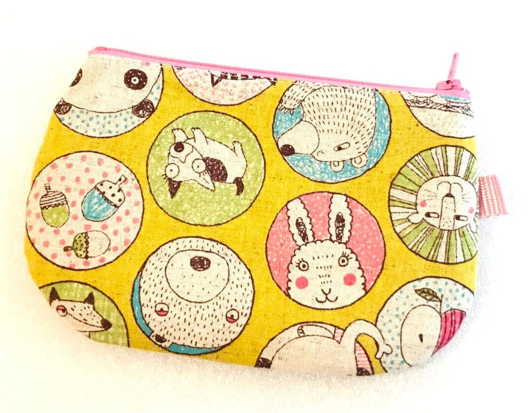 Animals Pouch Yellow, Mask Bag, Zipper Pouch, Cosmetics Bag, Ready to ...