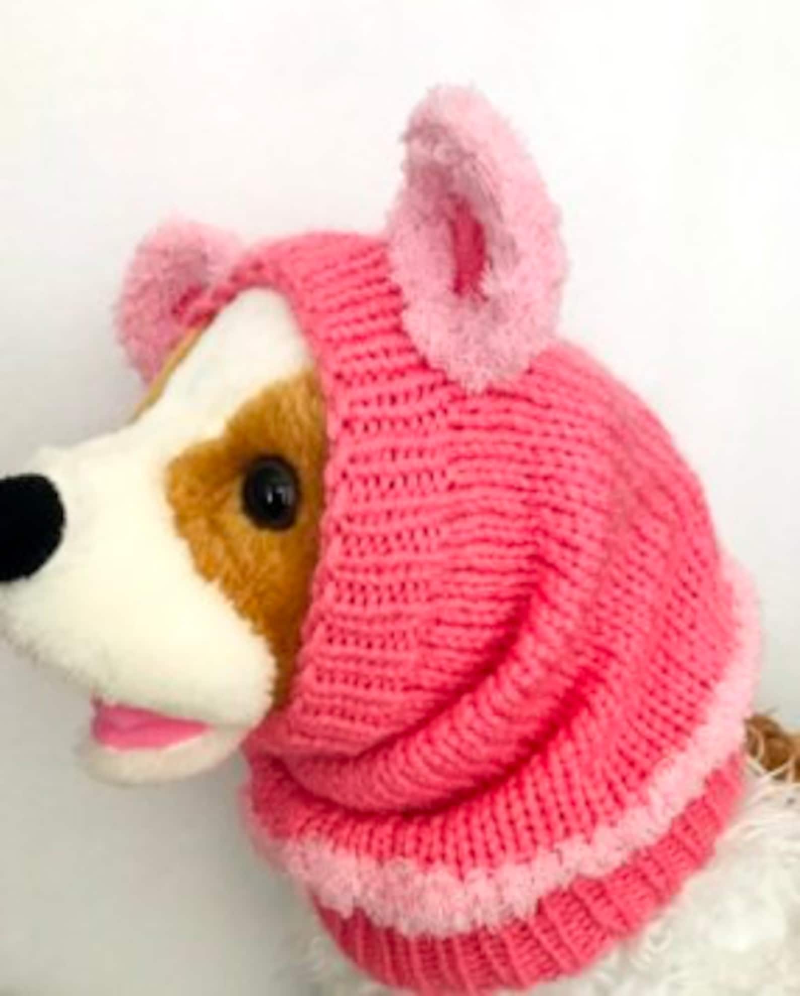 Pink Bear Dog Snood Hand Knit Long Ear Covering Cold Weather - Etsy