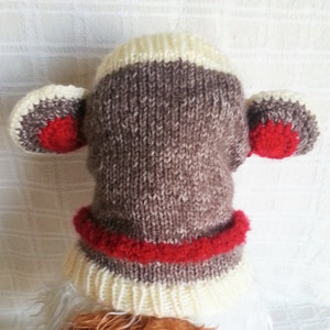 Sock Monkey Dog Snood Hand Knit Long Ear Covering Cold Weather Snood 3 ...
