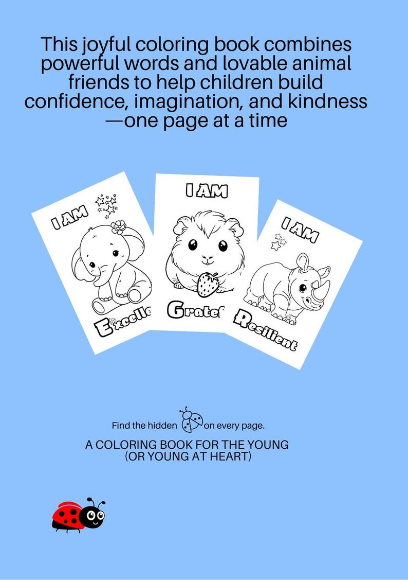 Positive Affirmations Coloring Pages: A-Z Animals, Kids' Self-esteem ...