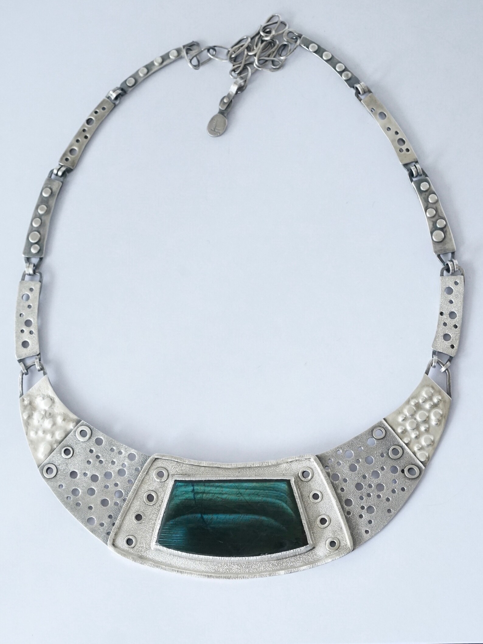 Sterling Silver and Blue Spectrolite Necklace Finnish | Etsy