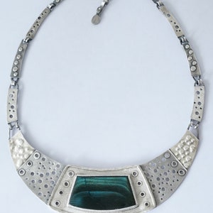 Sterling Silver and Blue Spectrolite Necklace Finnish - Etsy