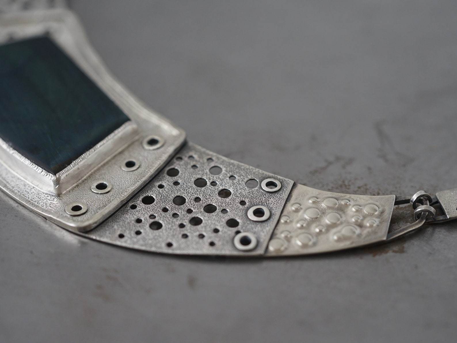 Sterling Silver and Blue Spectrolite Necklace Finnish | Etsy