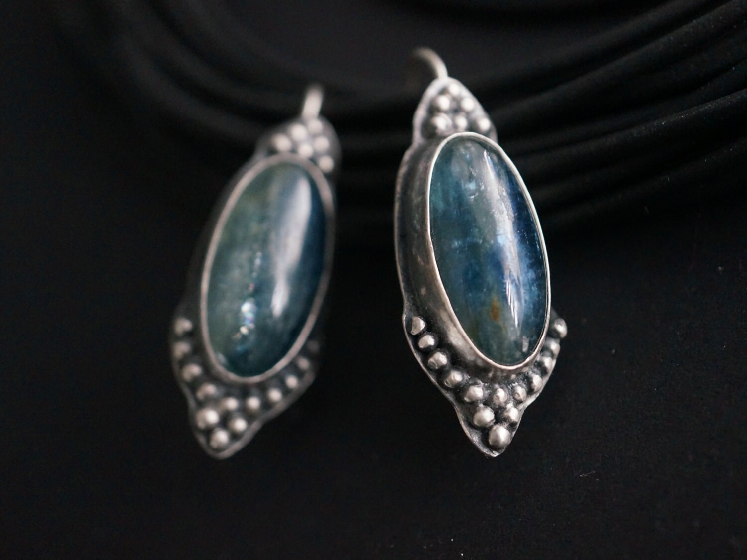 Kyanite and Sterling Silver Earrings large dangly gemstone | Etsy