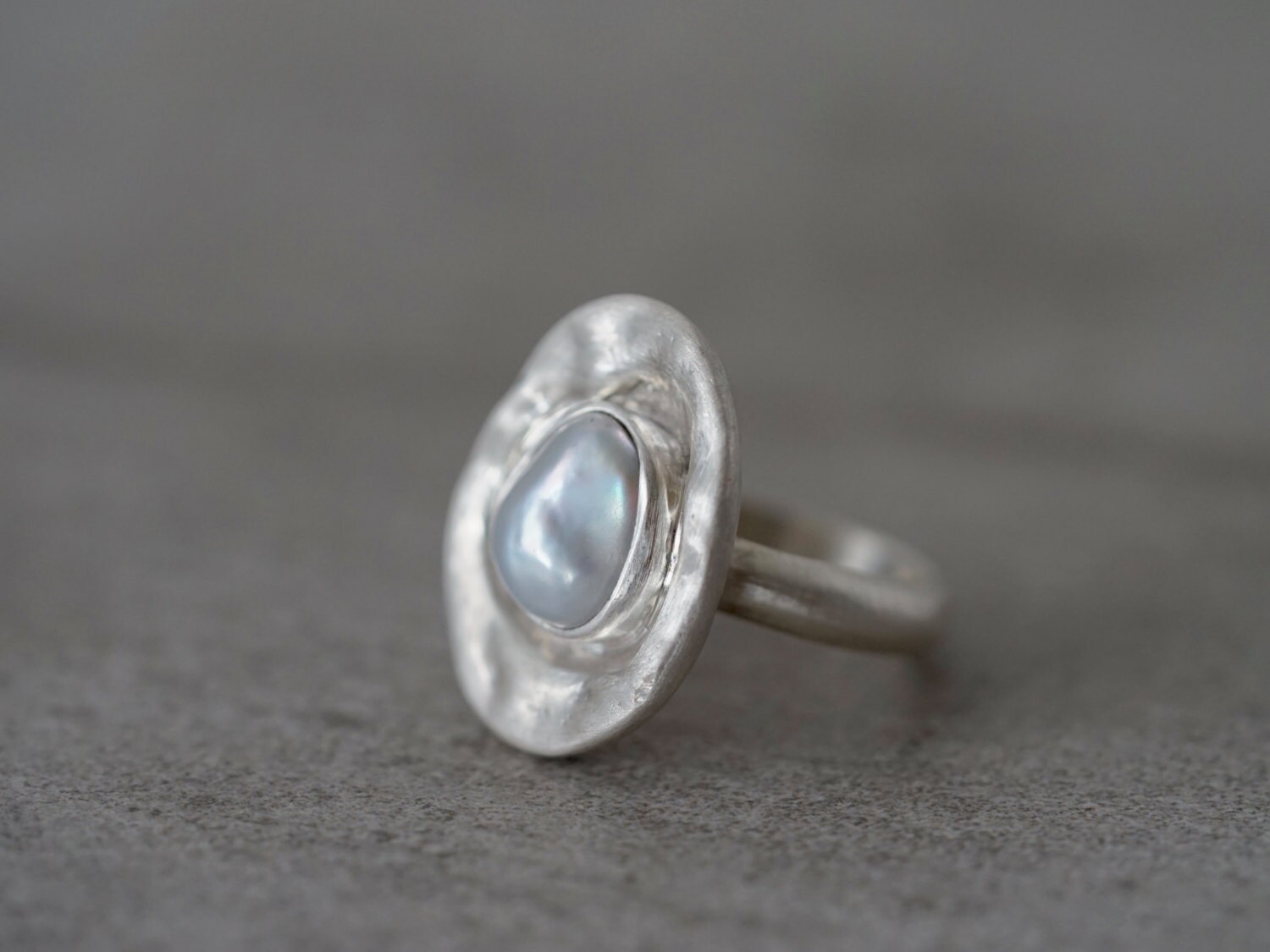 Freshwater pearl and sterling silver statement ring size | Etsy