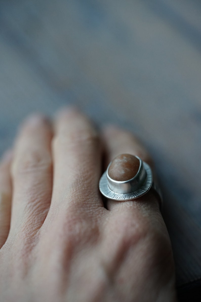 Beach Pebble and Sterling Silver Ring Size 8 Natural Stone | Etsy