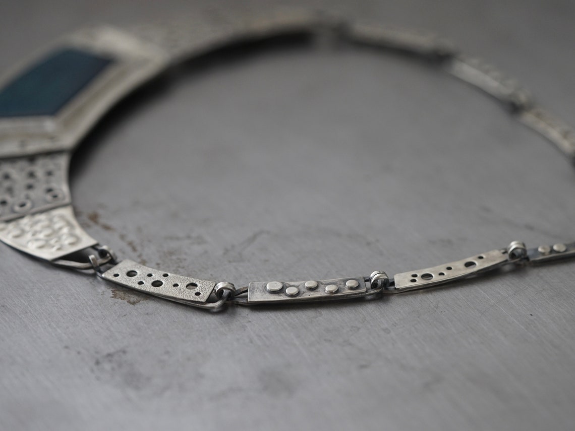 Sterling Silver and Blue Spectrolite Necklace Finnish | Etsy