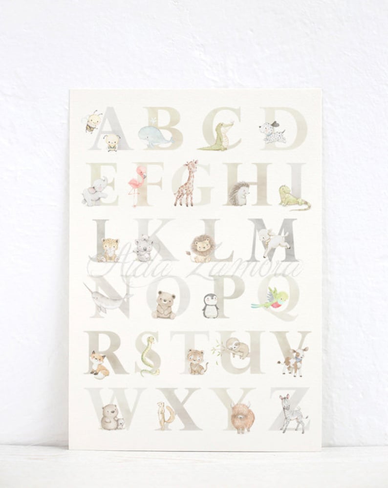 ABC Wall Art, FRENCH Alphabet, Français Animal Alphabet, Alphabet Art ...