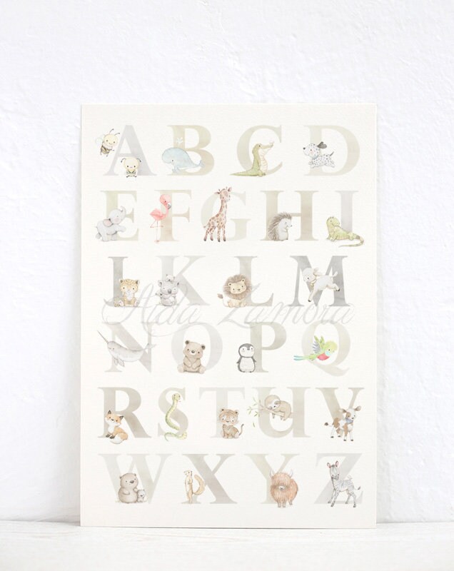 ABC Wall Art, FRENCH Alphabet, Français Animal Alphabet, Alphabet Art ...