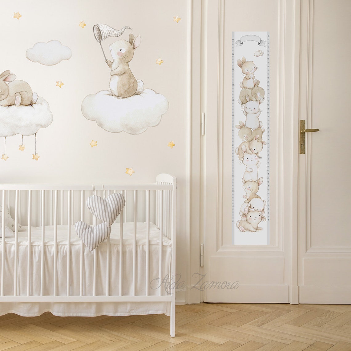 Personalized Growth Chart Sticker BUNNIES Nursery Growth | Etsy
