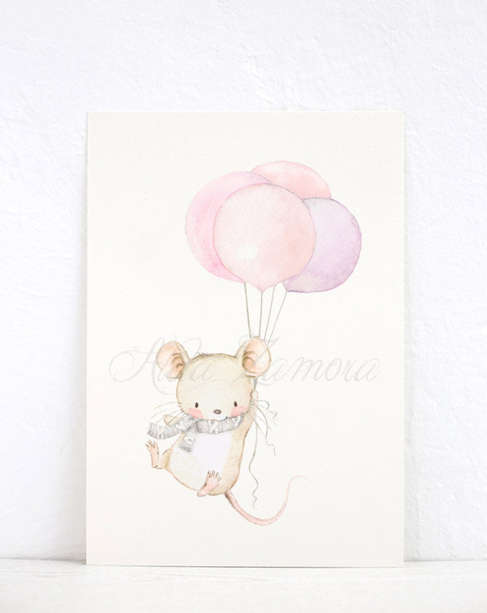 Nursery Art mouse With Balloons Whimsical Print | Etsy