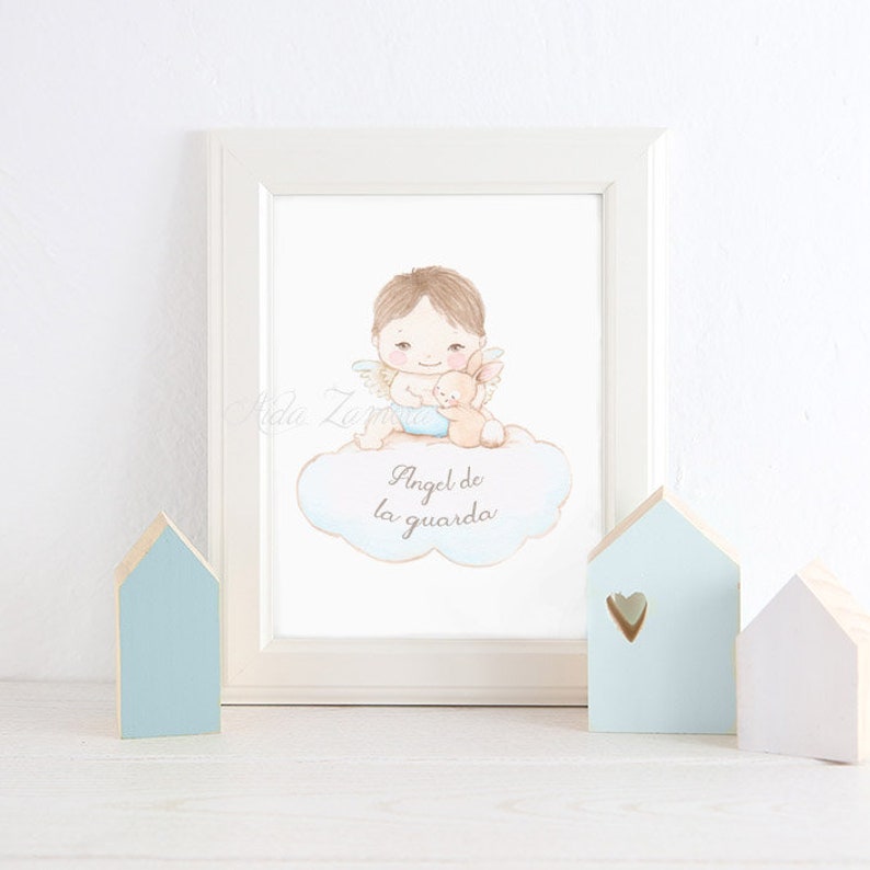 Nursery Print guardian Angel Art Print Angel Baby - Etsy