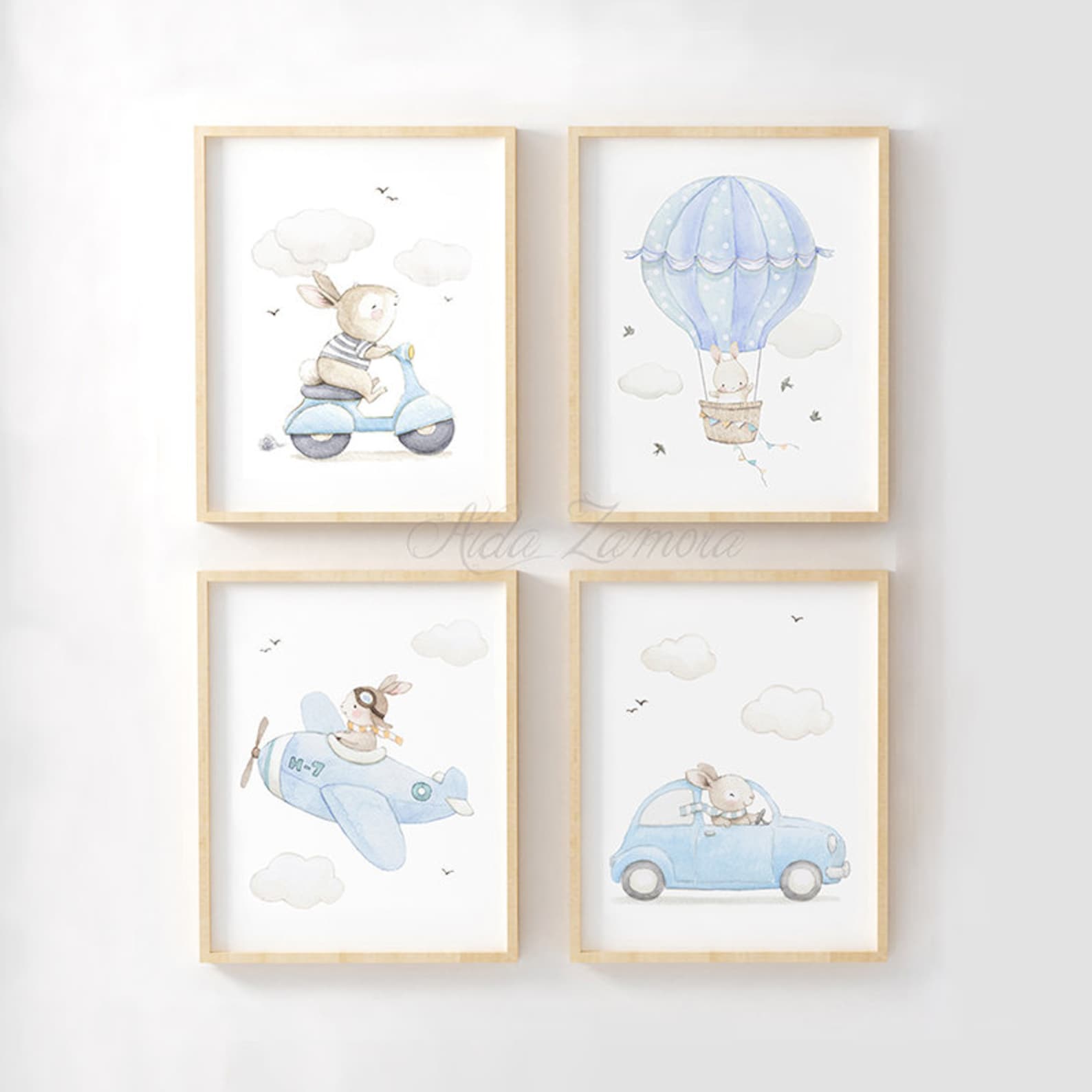 Set de CUATRO Láminas "MEDIOS de TRANSPORTE" Cuadros Infantiles de ...