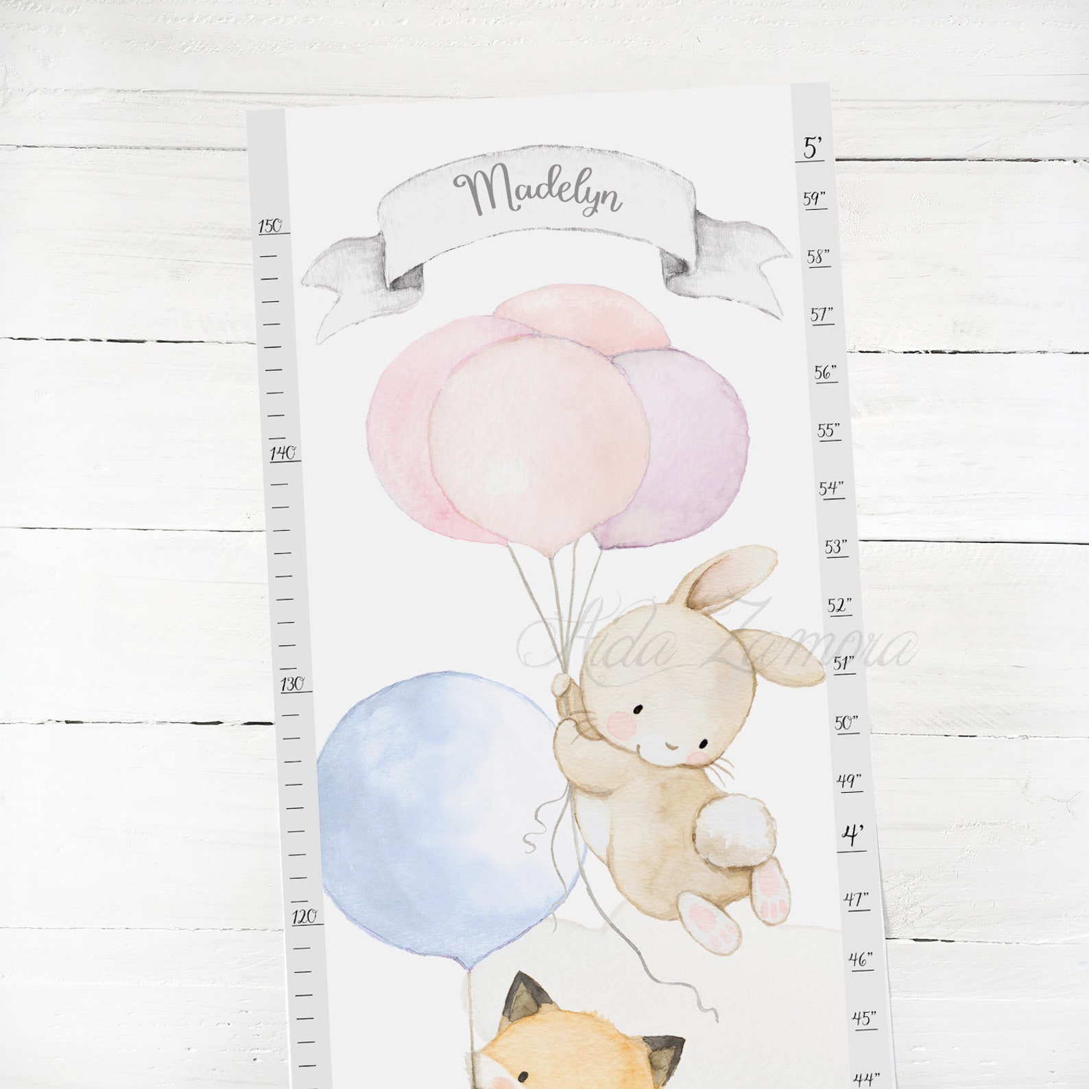 Personalized Growth Chart Sticker BALLOONS With ANIMALS - Etsy