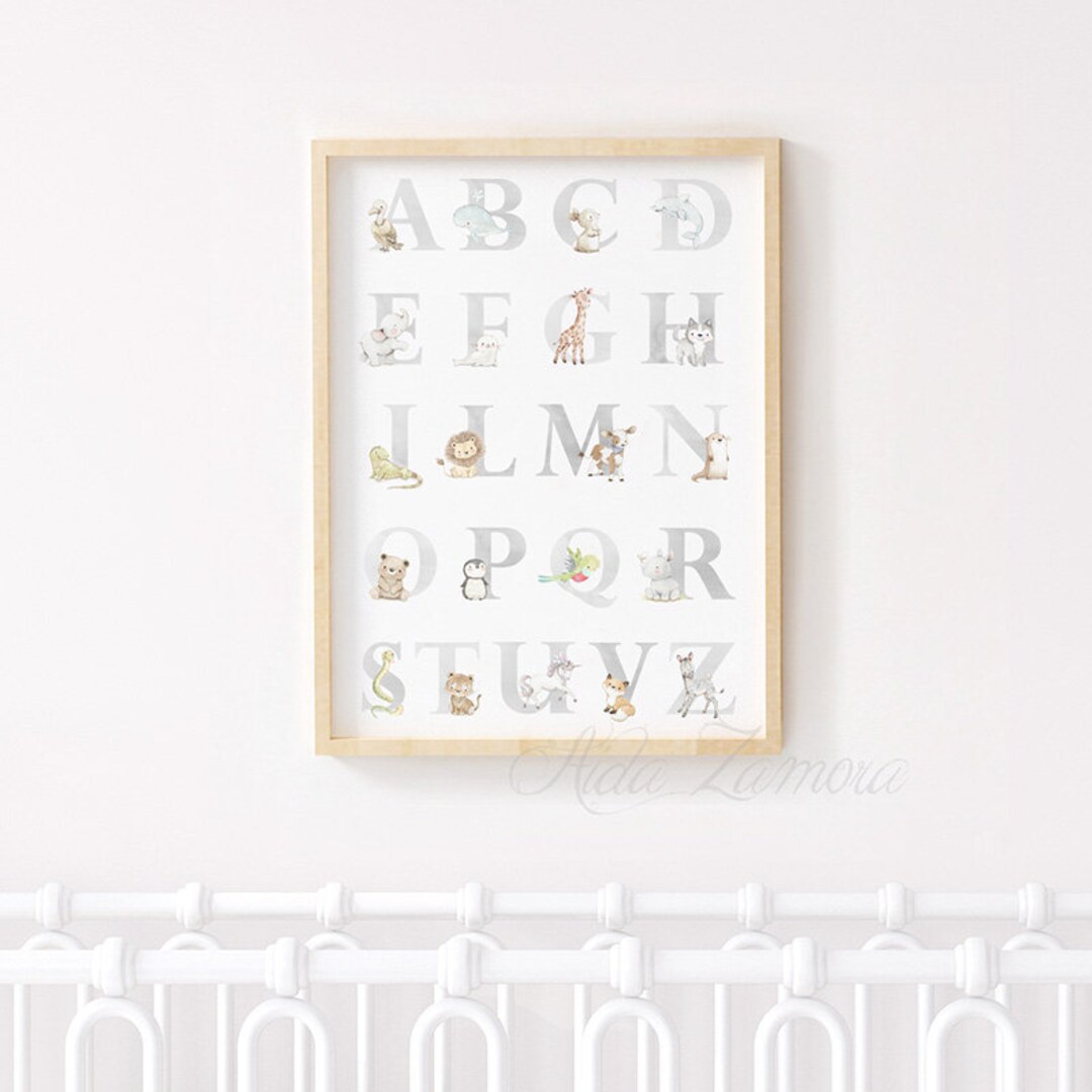 ABC Wall Art, ITALIAN Alphabet, Italiano Animal Alphabet, Alphabet Art ...