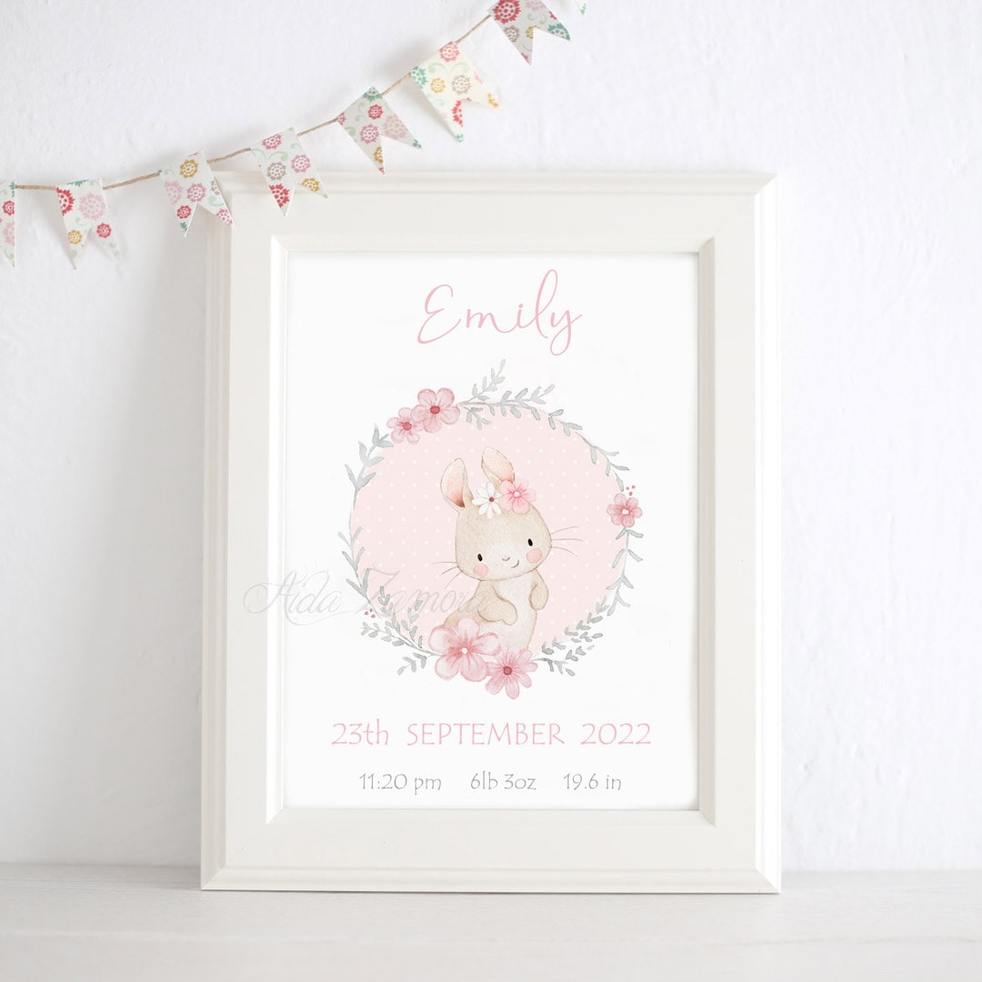 Baby Birth Print "hello World" Personalized Nursery Art, New Baby Girl ...