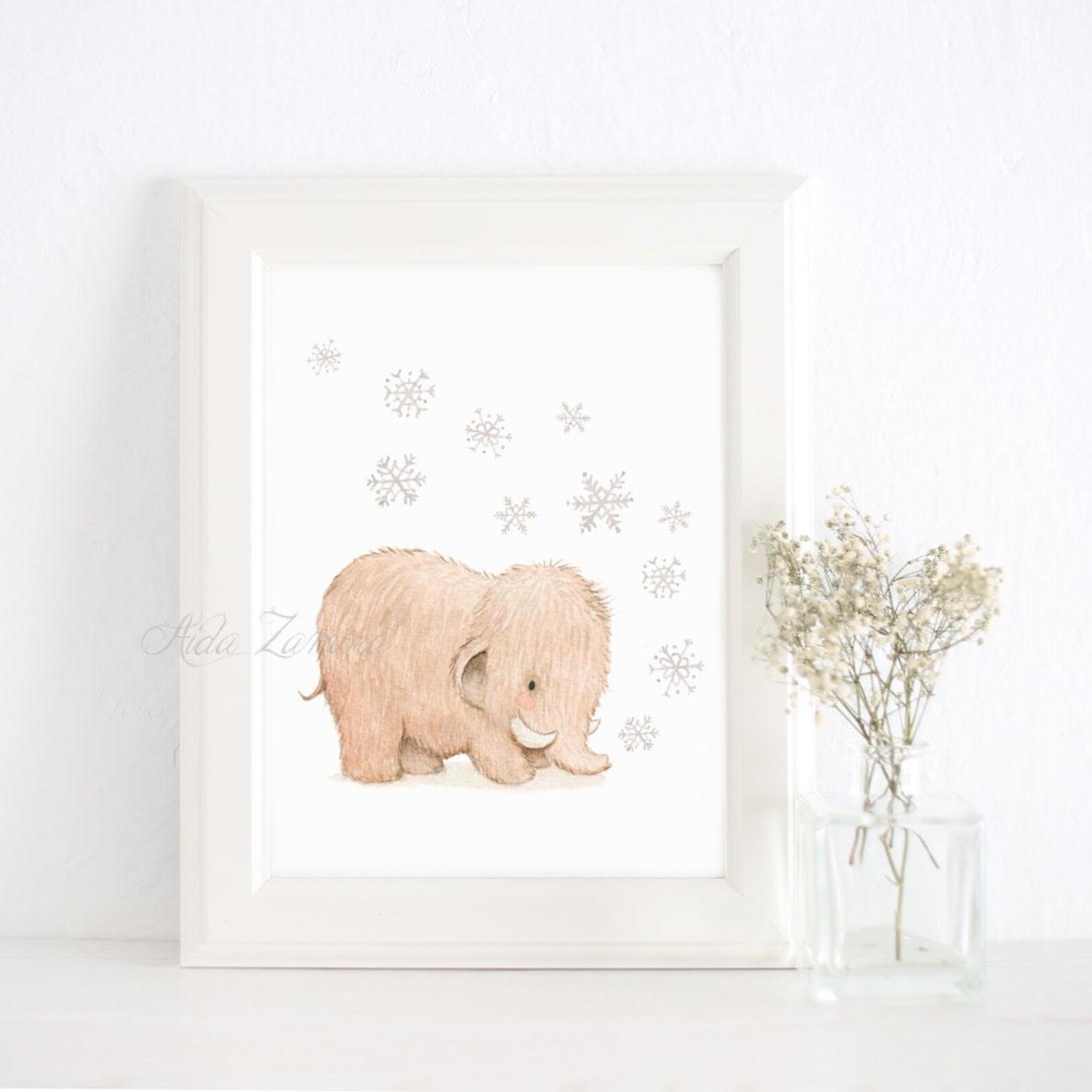 Nursery Art "little Mammoth", Kid's Art, Pastel Nursery Decor, Mammoth ...