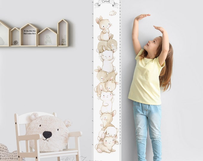 Personalized Growth Chart Sticker BUNNIES Nursery Growth - Etsy