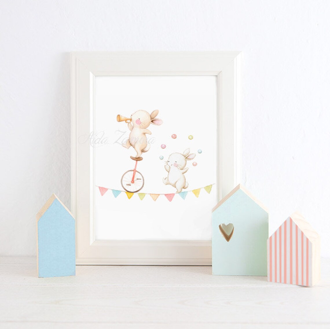 Circus Print "bunnies in the Circus" Nursery Art, Animal Parade Wall ...