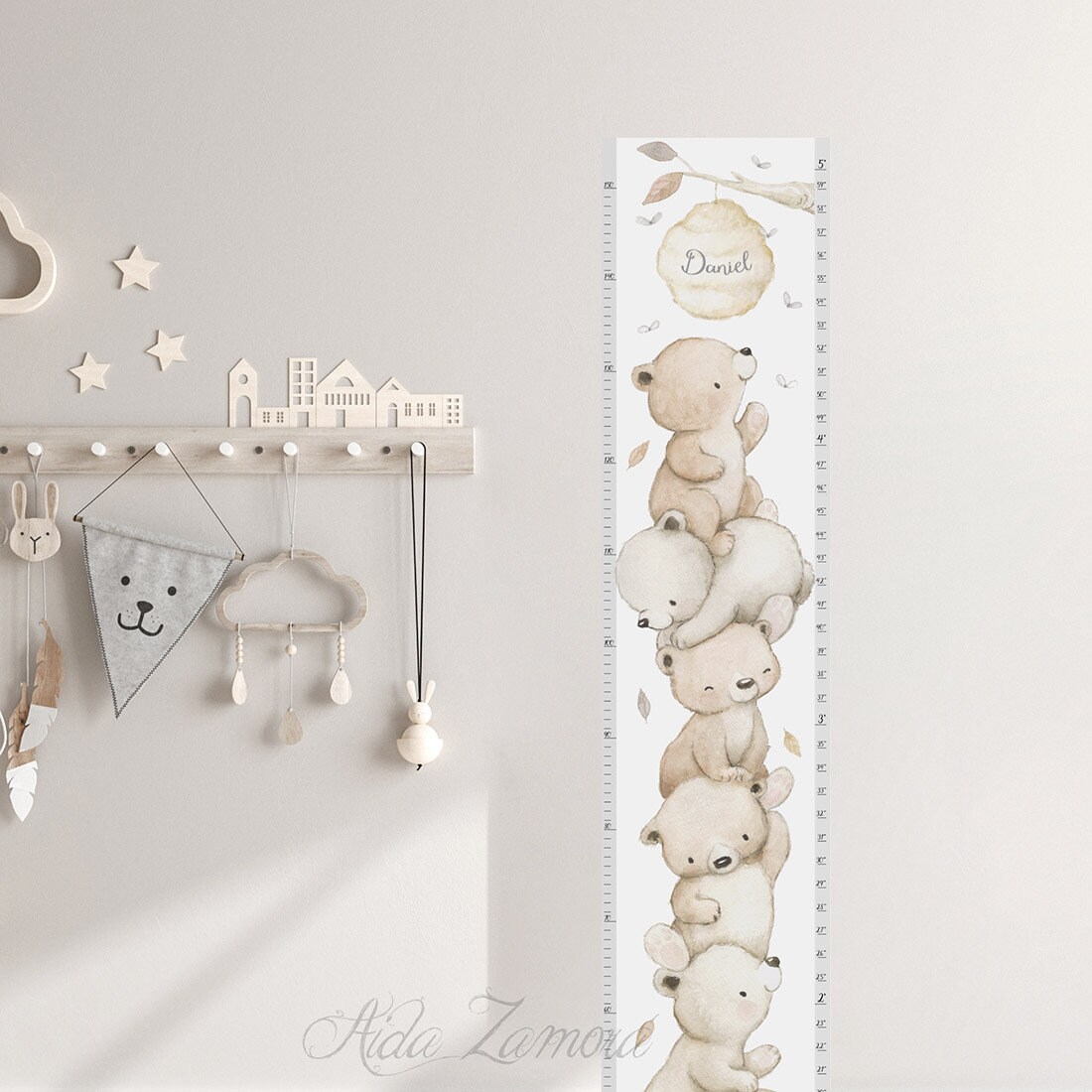 Personalized Growth Chart Sticker BEARS Nursery Growth | Etsy