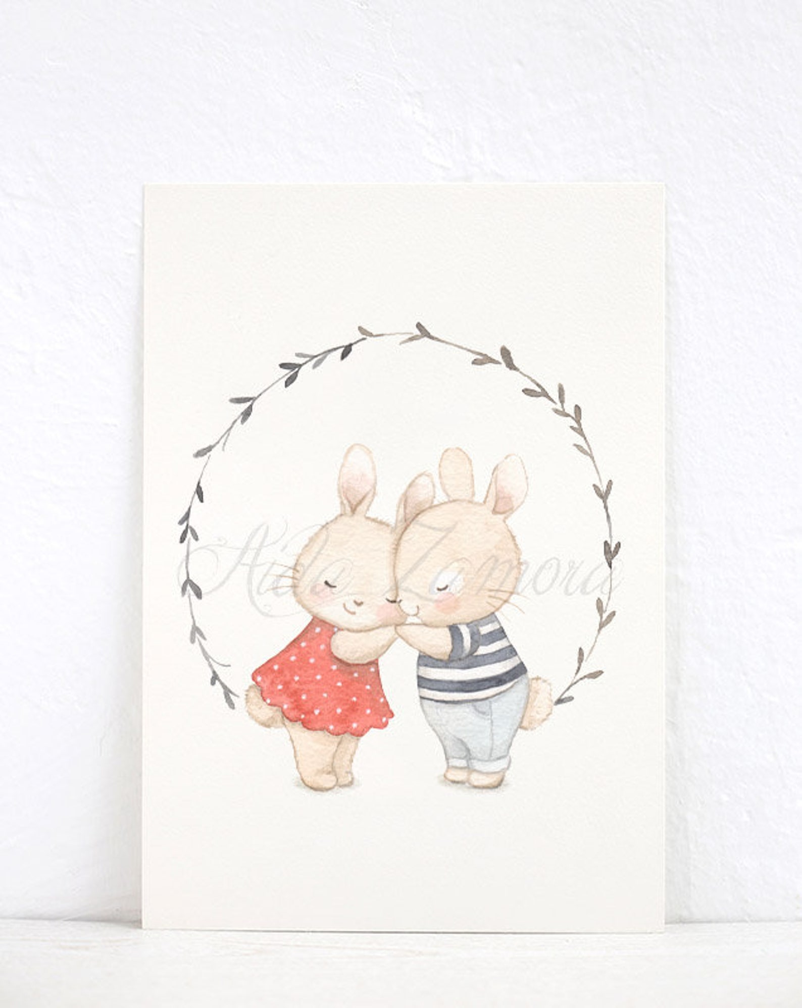 Valentine's Day Art bunnies IN Love Wall Art | Etsy