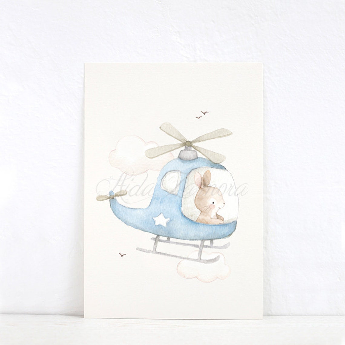 Nursery Art bunny in Helicopter Helicopter Nursery - Etsy