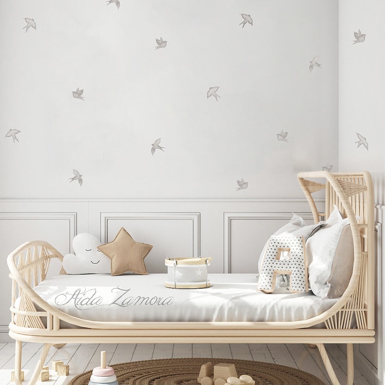 PREMIUM Fabric Wall Decal, SWALLOWS, Nursery Wall Decal, Watercolor ...