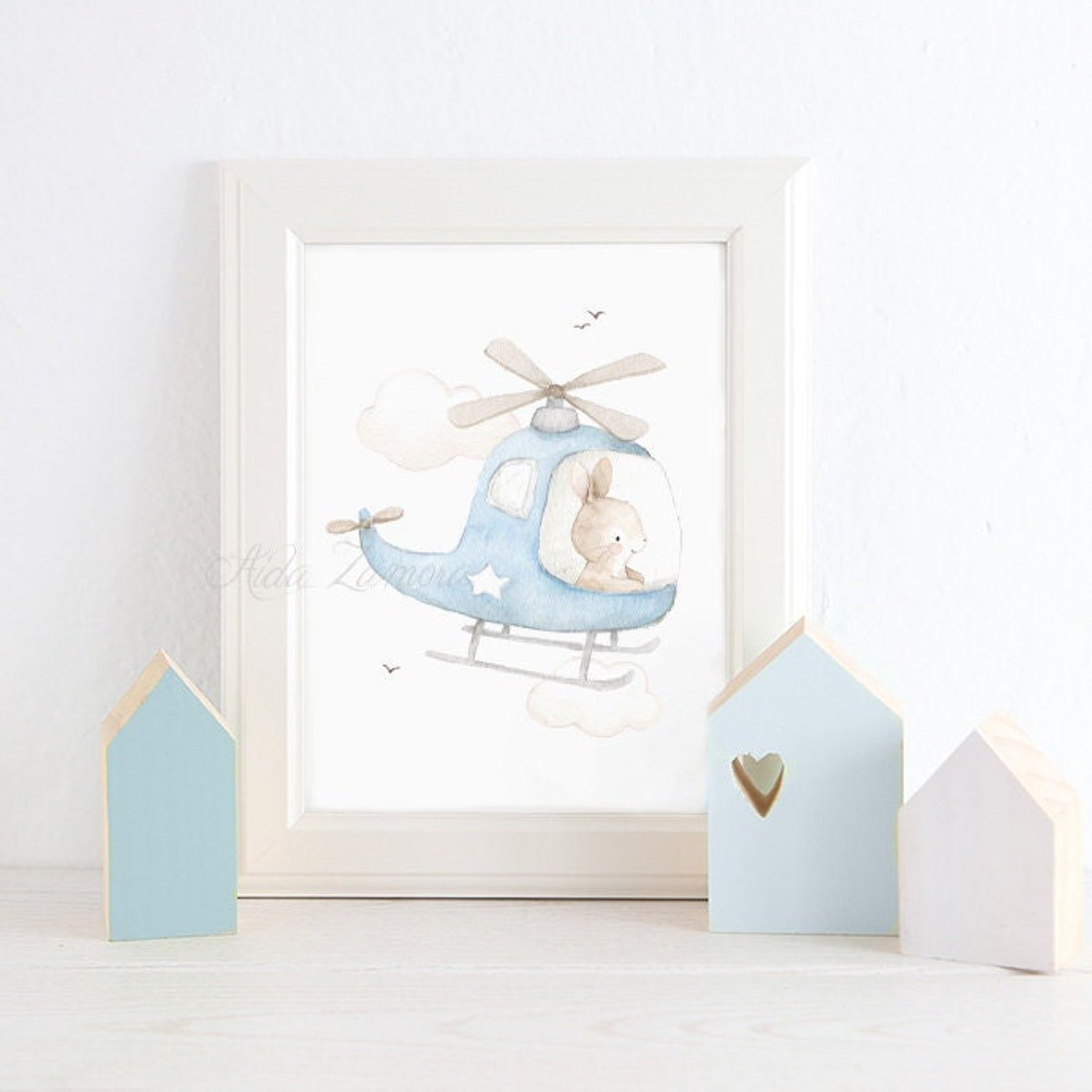 Nursery Art bunny in Helicopter Helicopter Nursery - Etsy